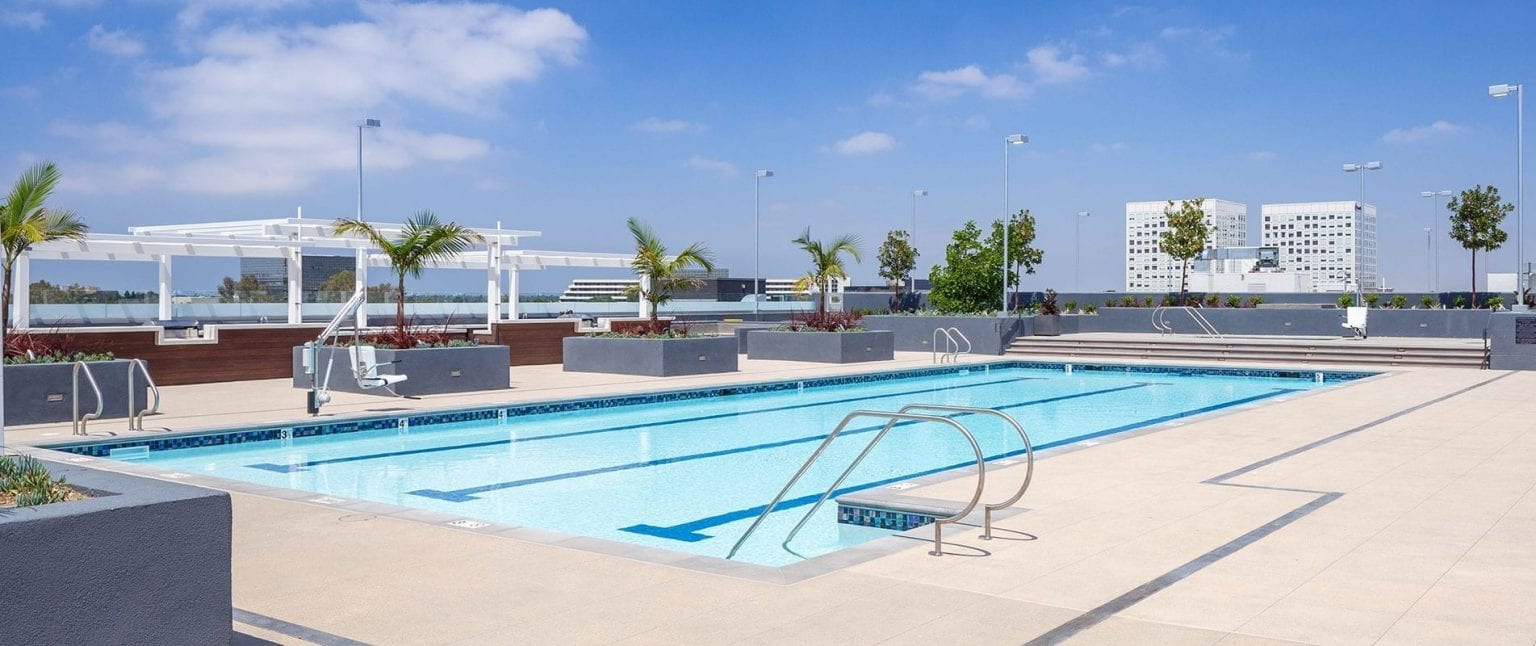 Elements luxury apartment communuty commercial pool in Irvine, CA